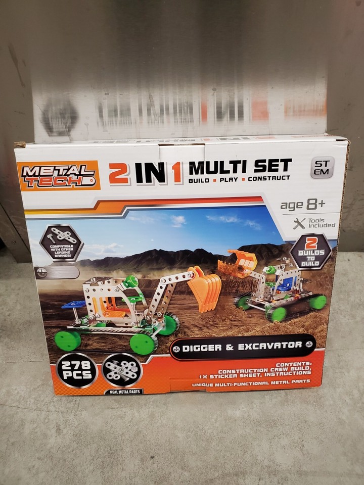 Metal Tech New Digger & Excavator STEM Building Toy Kit in Box 278 PCs ...