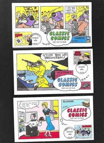 US FDC FIRST DAY COVERS CLASSIC COMICS 1995 LOT OF 16 HAND PAINTED BY ...