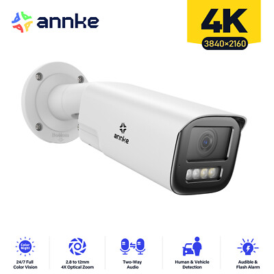 ANNKE 4K 8MP Full Color POE IP Security Camera 4X Optical Zoom Two Way ...