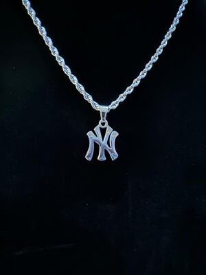 New York Yankees Necklace - Silver Plated - 20" 3mm Rope Chain - Easter ...