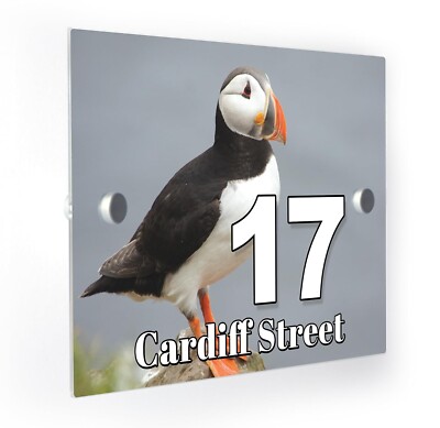 Puffin Bird Personalised Door Number Sign Plaque Street Name With Wall ...
