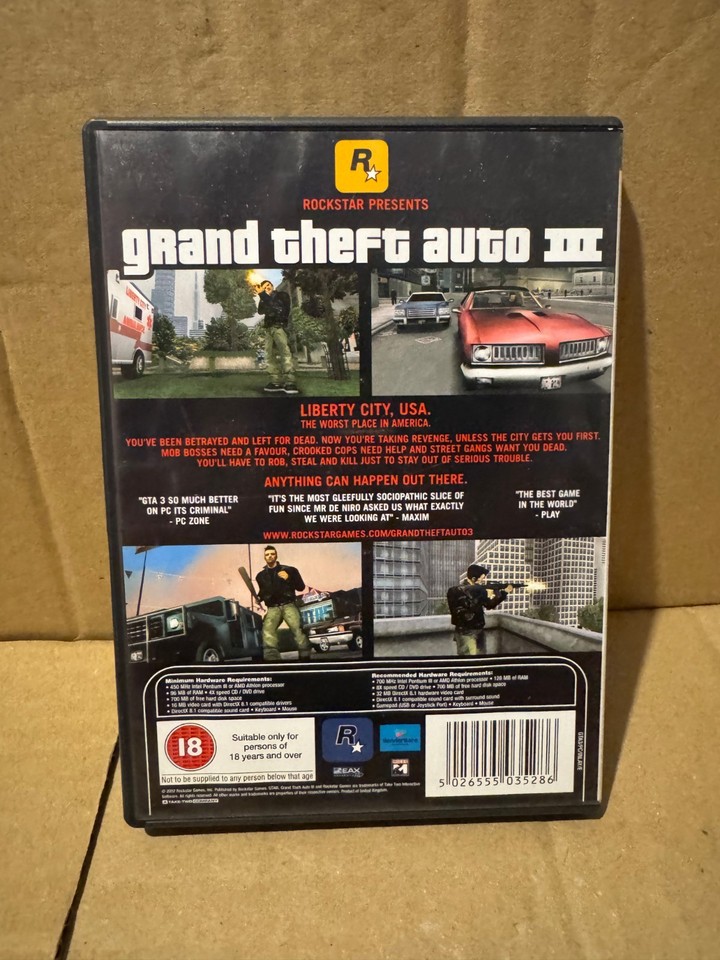 (PC-CDROM) Grand Theft Auto III - GTA 3 - BOX + MANUAL ONLY - FREE ...