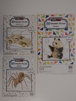 3D Wooden Craft Model Kit ~ Sports Car, Spider or Panda (Choice of 3 ...