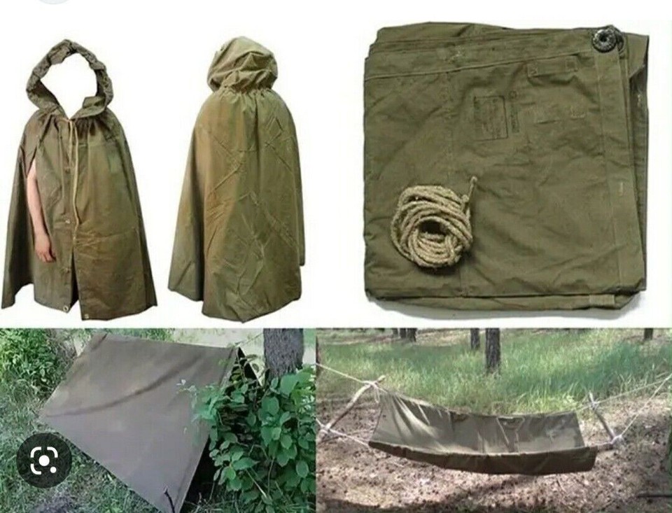 Soviet Russian Army Soldiers Rain cape-tent Poncho Metal Grommets ...