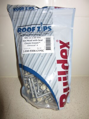 buildex roof zips M6-11 x 50mm cream with seal (1kg = 100) | eBay Australia