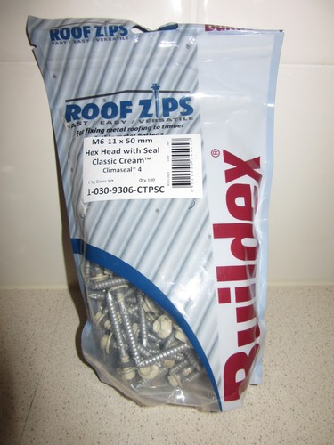 buildex roof zips M6-11 x 50mm cream with seal (1kg = 100) | eBay