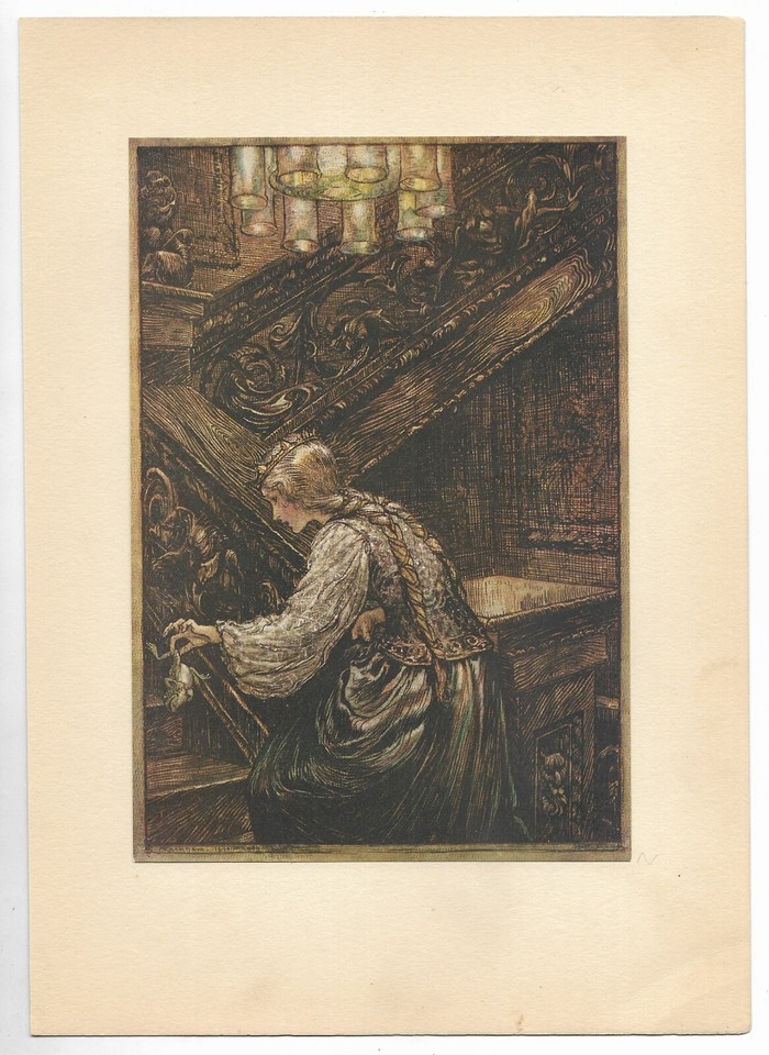 1909 ARTHUR RACKHAM The Frog Prince ANTIQUE PRINT Grimms FAIRY TALES ...