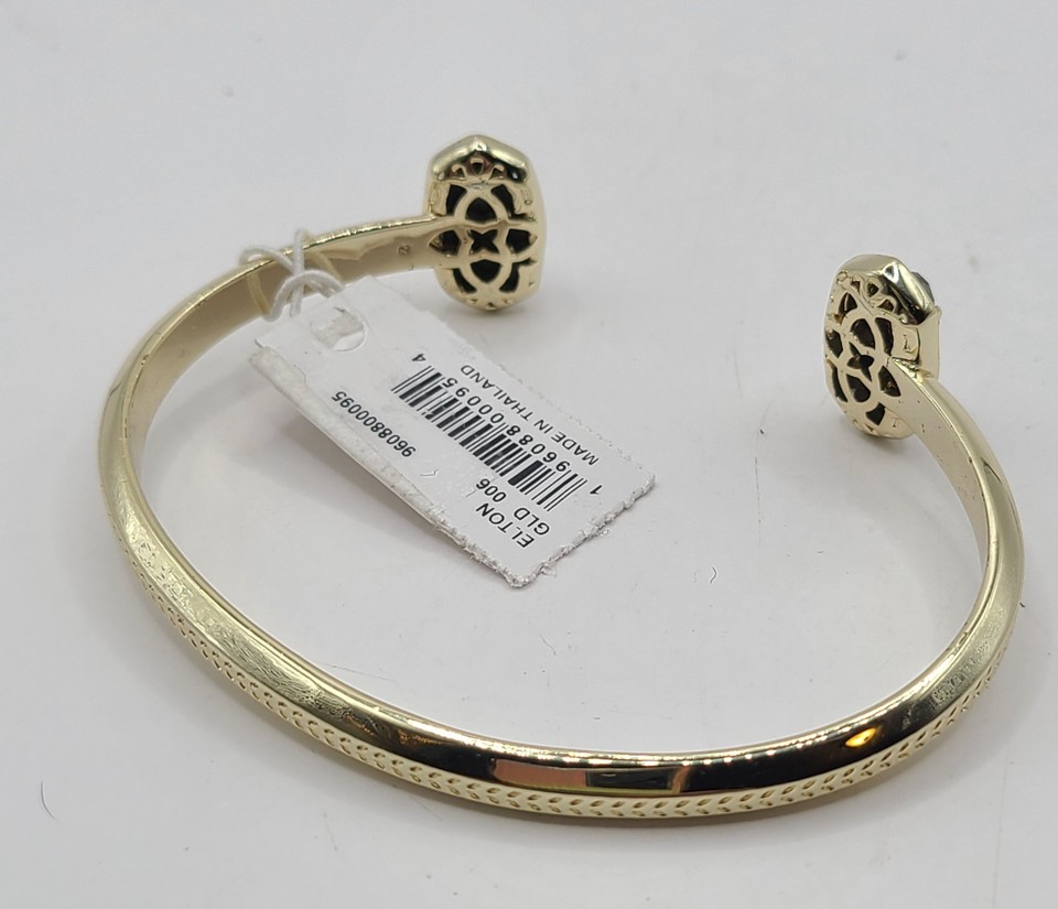 Kendra Scott Elton Goldtone Cuff Bracelet Faceted Metallic Black/Grey ...