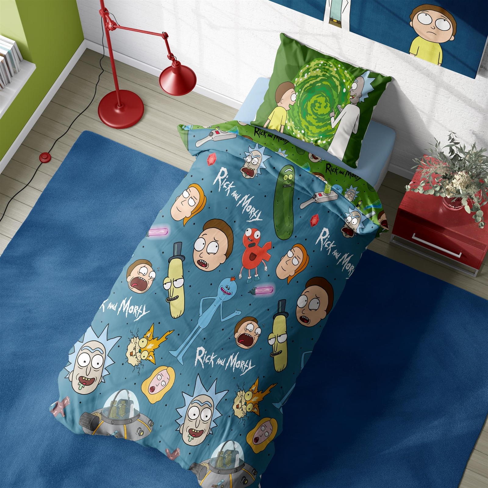 Rick and Morty Portals Pickle Design Reversible 2in1 Single Duvet Bed ...