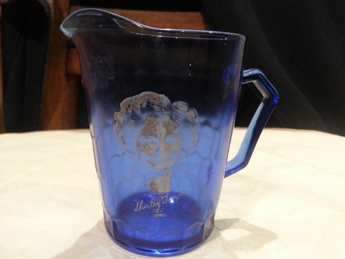 Vintage Shirley Temple 4.5” Tall Cobalt Blue Depression Glass Pitcher ...