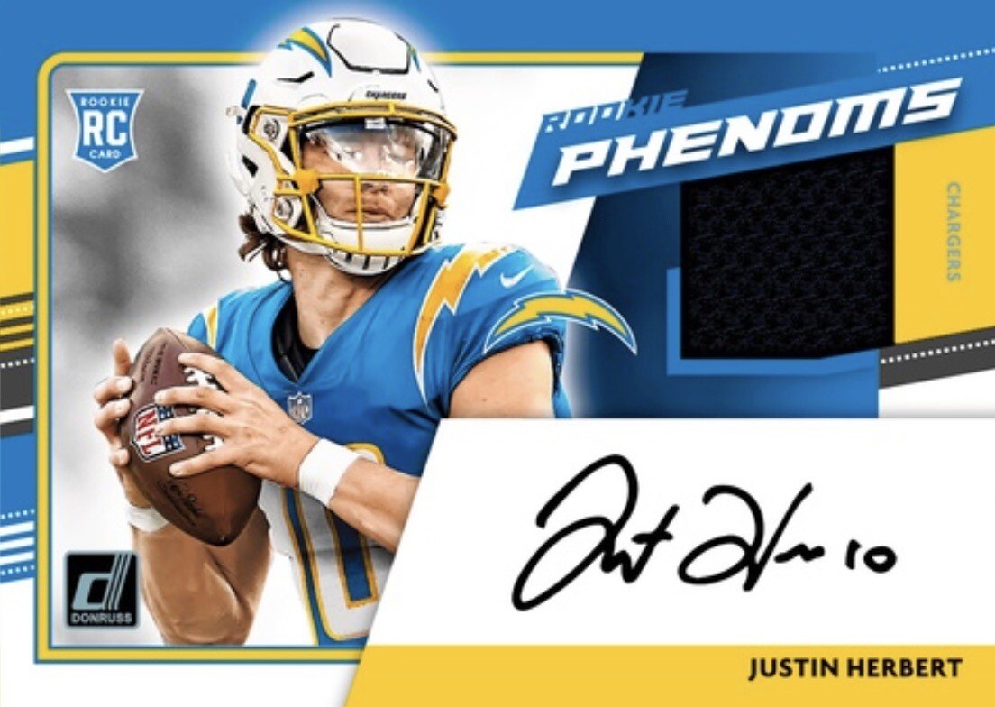 2020 Donruss Justin Herbert Rookie Patch Auto RPA RC NFL Blitz Digital ...