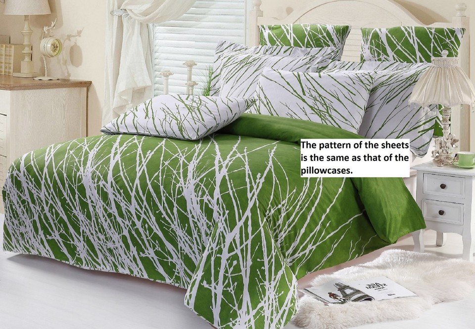 tree branches print cotton bedding set: duvet cover set or sheet set ...