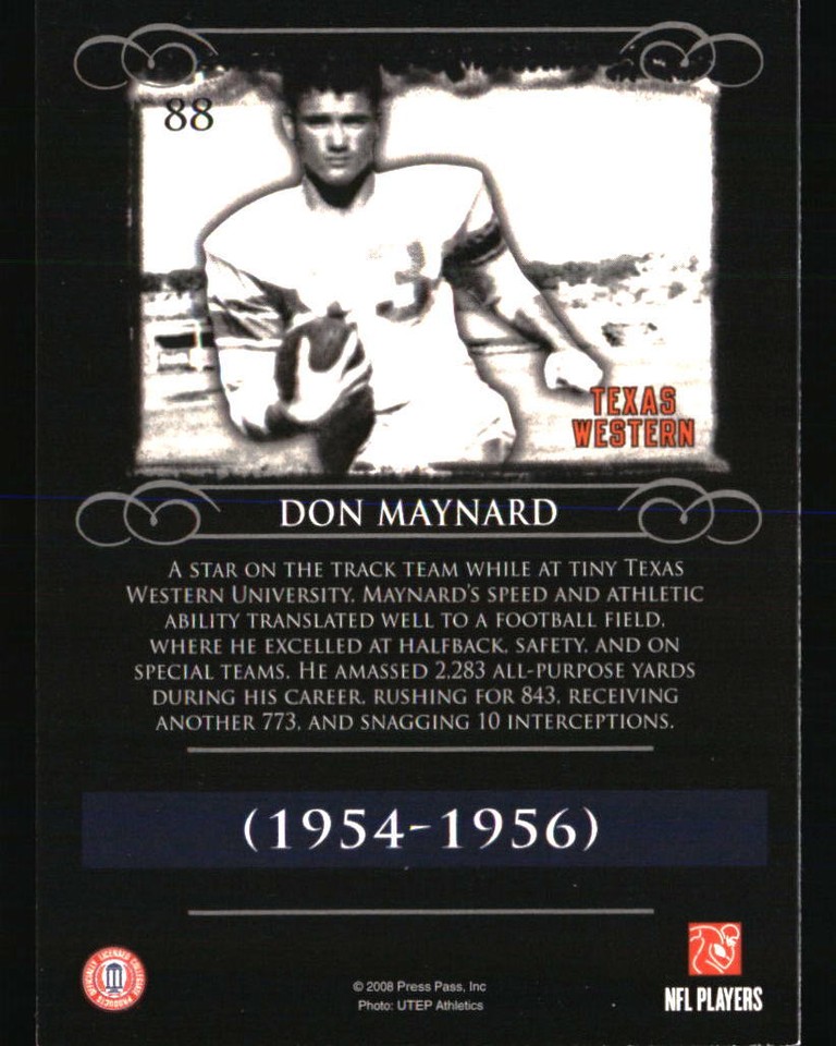 Don Maynard 2008 Press Pass Legends #88 FOOTBALL Card | eBay