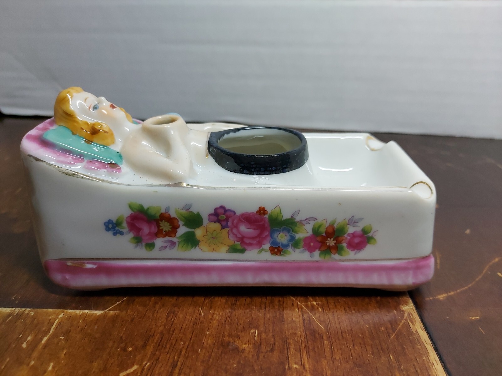 Vintage Ceramic Lady Ashtray W/Match Holder. Risque, Free Shipping ...