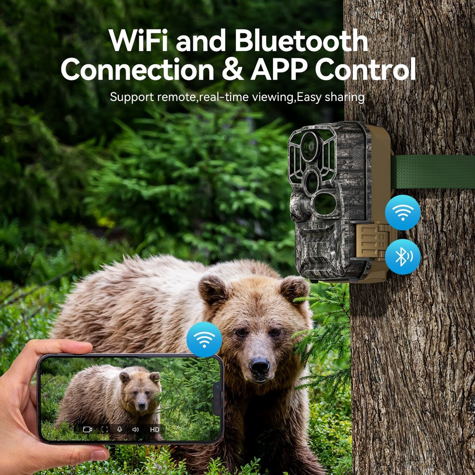 Gray Trail Hunting Game Camera with Night Vision 4K Waterproof Motion ...