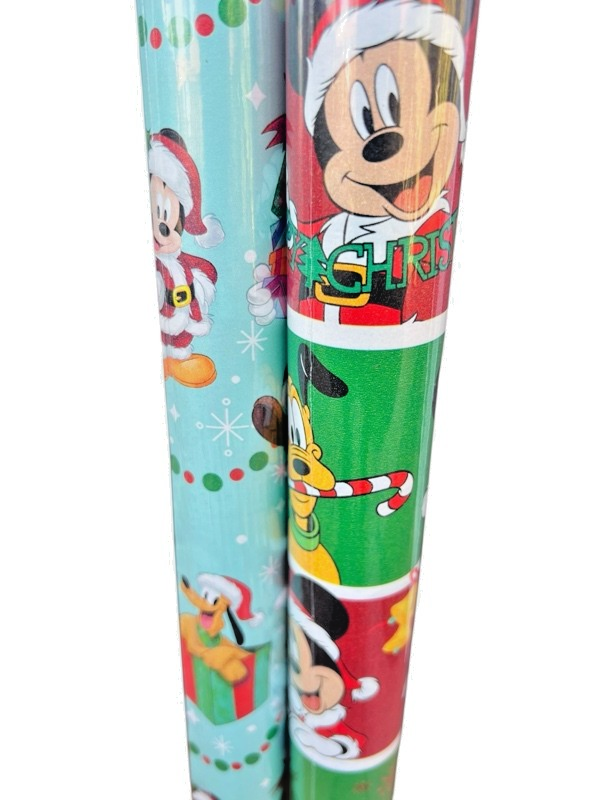 2 Rolls Disney Mickey Mouse Donald Duck Goofy Christmas Wrapping Paper ...