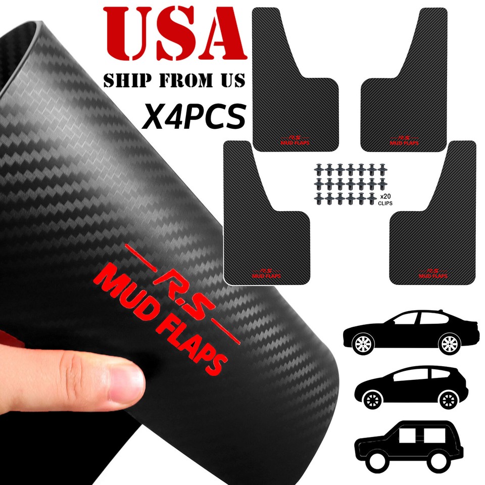 x4 Carbon fiber texture Splash Guards Mud Flaps Universal f/ Car Sedan ...