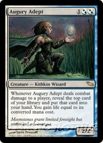AUGURY ADEPT Shadowmoor MTG White/Blue Creature — Kithkin Wizard RARE ...