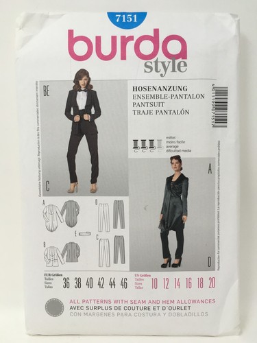 Burda Style Pantsuit Pattern Sizes 10-20 #7151 Uncut | eBay