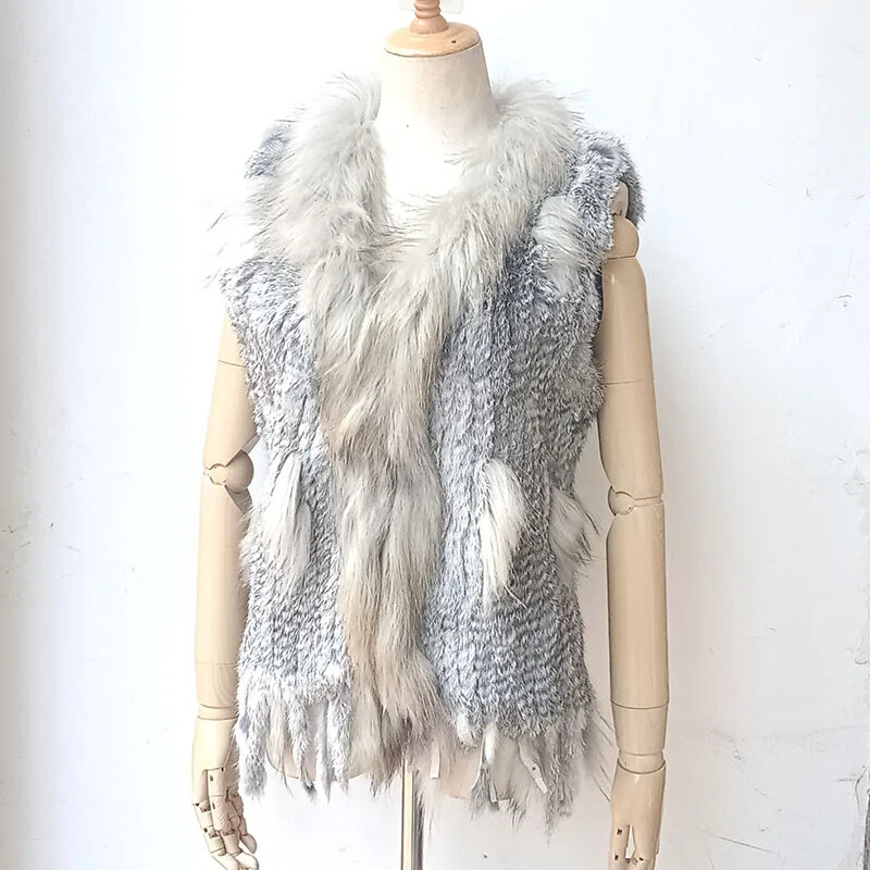 Real Fur Knitted Vest with Tassel Warm Sleeveless Women Fashion Fur ...