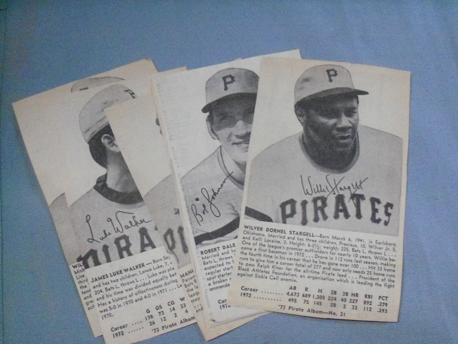 Pittsburgh Pirates, 1973 Pirates Album, Lot of Ten (10), Newspaper Cut ...