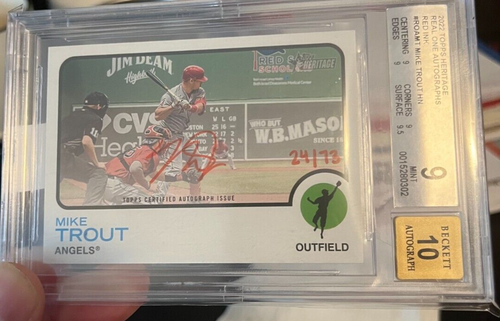2022 Topps Heritage Real One Auto Red Ink #ROA-MT Mike Trout HN 24/73 ...
