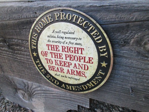 NRA 2ND AMENDMENT THIS HOME PROTECTED EMBOSSED RAISED METAL SIGN ...