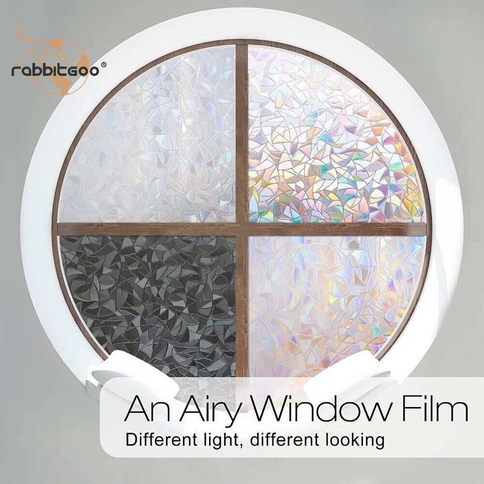 rabbitgoo 3D Privacy Window Film UV Blocking Decorative Static Cling ...