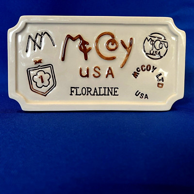 McCoy Floraline Delear Sign Brown Pottery Advertising Display Case ...