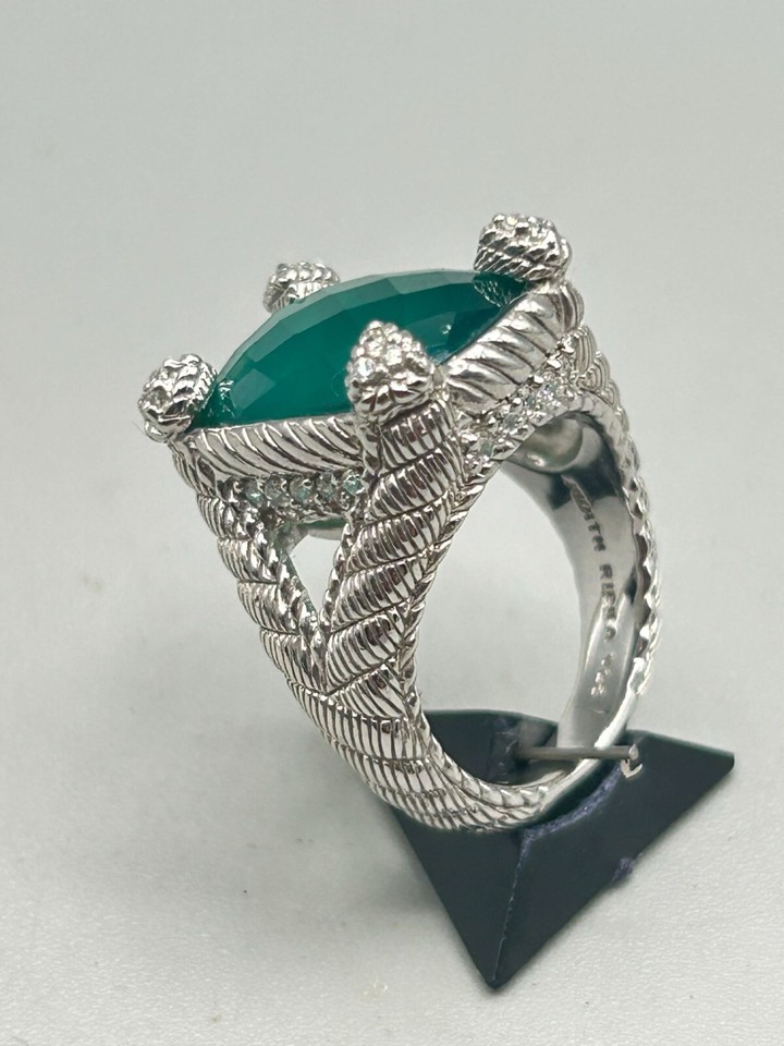 JUDITH RIPKA Ring Size 6 Green Goddess Ring Chalcedony Faceted Stone | eBay