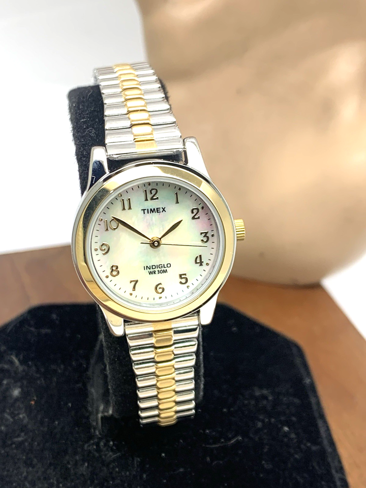 Timex Women's Watch T2M828 Quartz Indiglo Mother of Pearl Dial Two Tone ...
