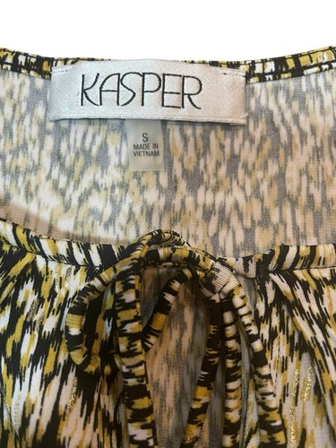 Kasper Top Yellow Black White Metallic Gold Highlight Sleeveless Tie ...