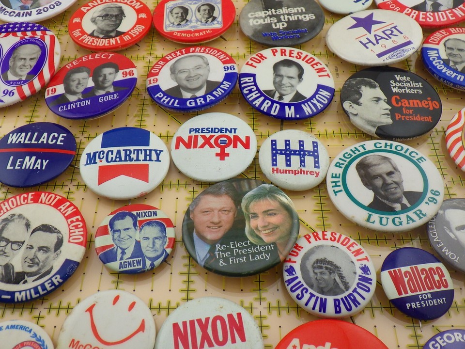 Political Pinback Button Collection Lot x67 Assortment Mix Old Vintage ...
