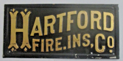 HARTFORD FIRE: Authentic Insurance Company Tin Fire Mark - SIGN/MARKER ...