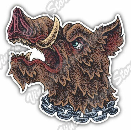 Wild Boar Head Pig Hog Hunting Animal Chain Car Bumper Vinyl Sticker ...