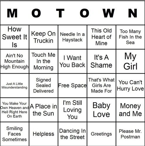 100 Motown Music Bingo Cards Printed And Laminated With Playlists ...