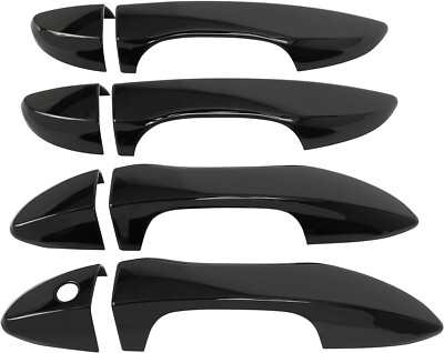 4pcs Gloss Black Exterior Door Handle Plastic Cover Trim Fits 14-19 ...