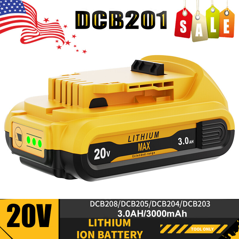 Pack For DEWALT DCB201 20V 20 Volt Max Lithium-Ion Compact Battery ...