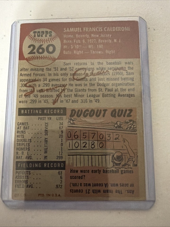 1953 Topps - High # Sam Calderone #260 (RC) | eBay