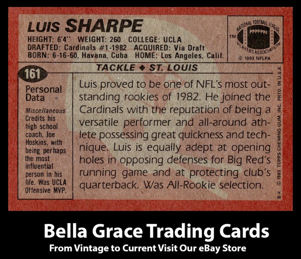 1983 Topps Luis Sharpe #161 St. Louis Cardinals Rookie NFL Football | eBay