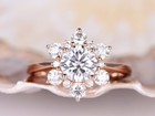 Flower Solitaire Ring 2ct Round Cut VVS1 Simulated Diamond 14k Rose Gold Plated | eBay