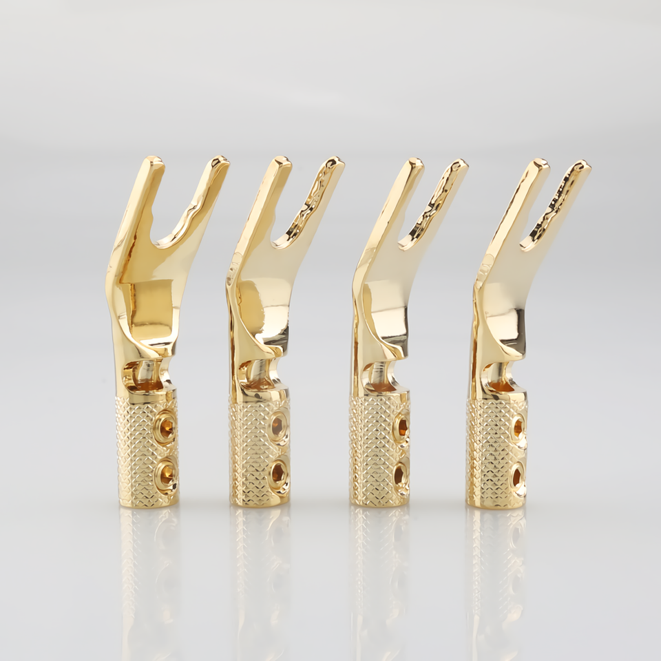 Copper Gold Plated Audiophile Copper Y Spade Plug Speaker Cable Fork ...