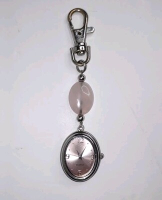 Women's Keychain Watch Gift Pink Gemstone Quartz Analog Pink And Silver ...