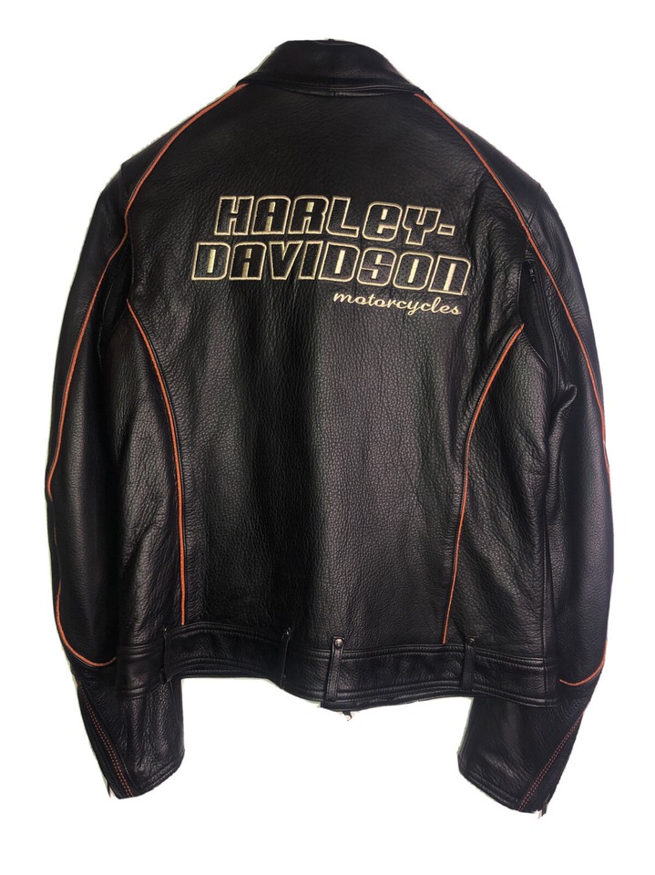 Women Harley Davidson Genuine Leather Riding Jacket Large Zip Pit ...