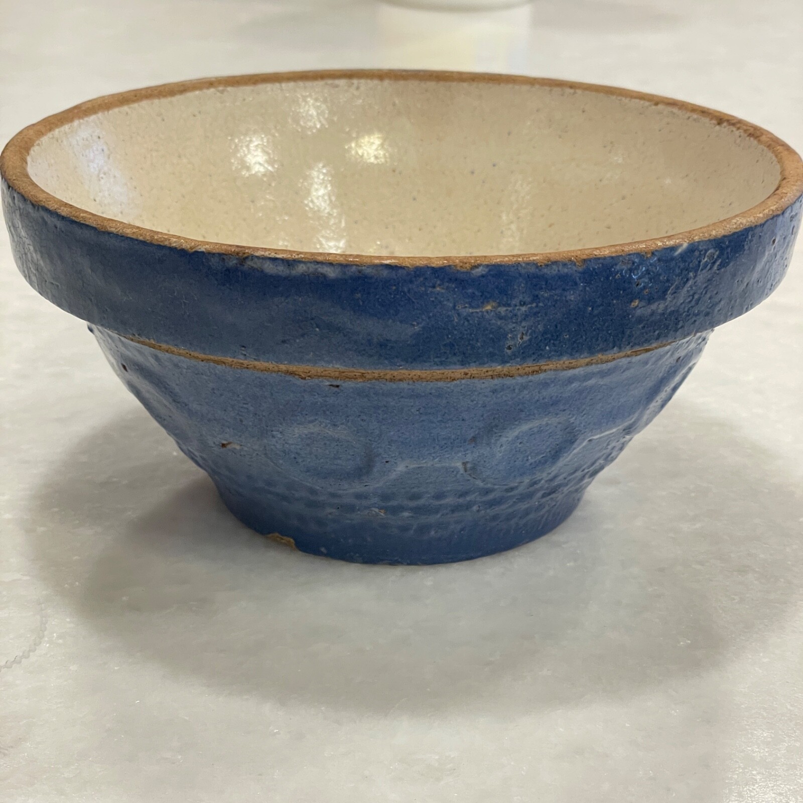 Antique Blue Salt Glazed Stoneware Mixing Bowl Wedding Ring Pattern 7 ...
