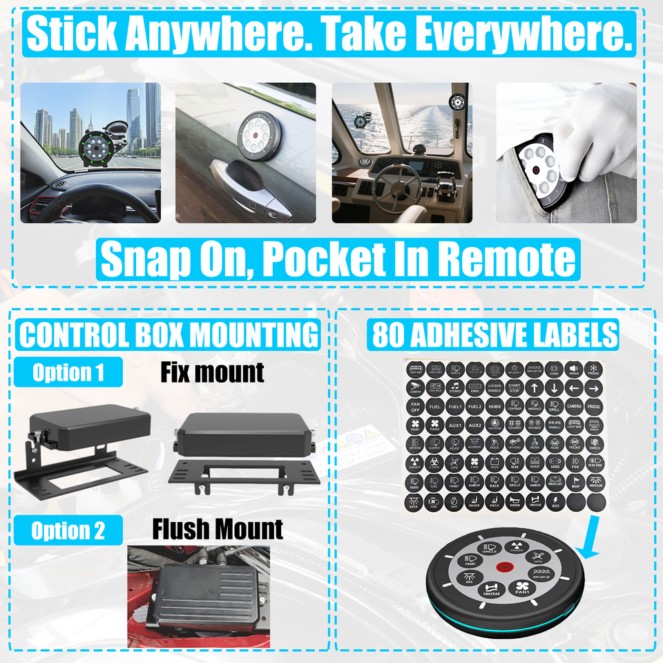 8 Gang Monochrome Wireless Switch Panel SSR Circuit Control Relay Box w ...