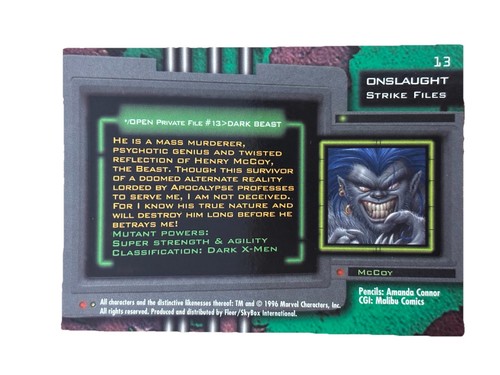New: Vintage 1996 Ultra Marvel Onslaught Dark Beast Trading Card | eBay
