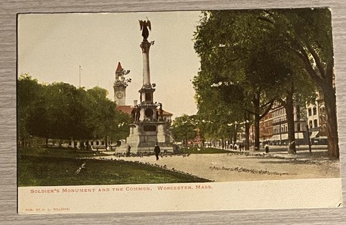 Postcard Soldiers Monument And The Common Worcester Massachusetts MA ...