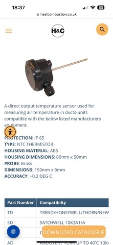 Duct Mounted Temperature Sensor TREND Honeywell And Others TD | eBay