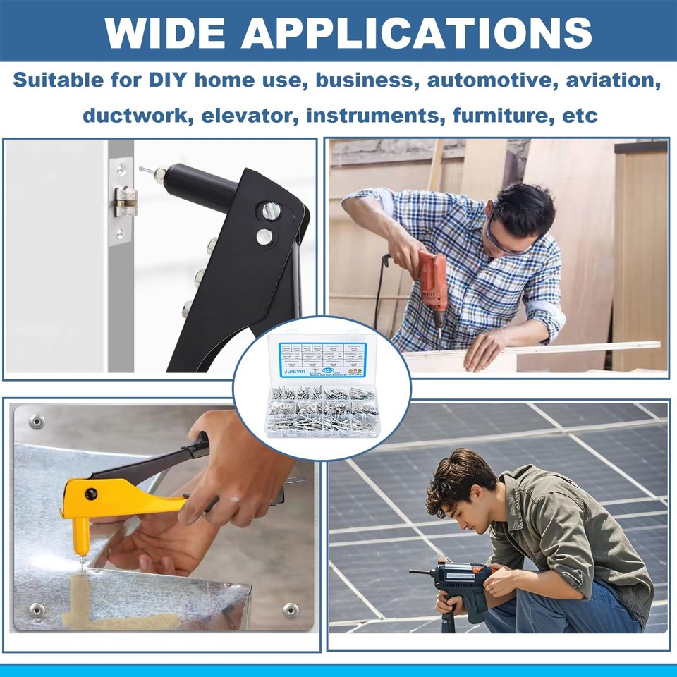 620pcs Pop Rivets Assortment Kit Aluminum Blind Rivets 14 Sizes Blind ...